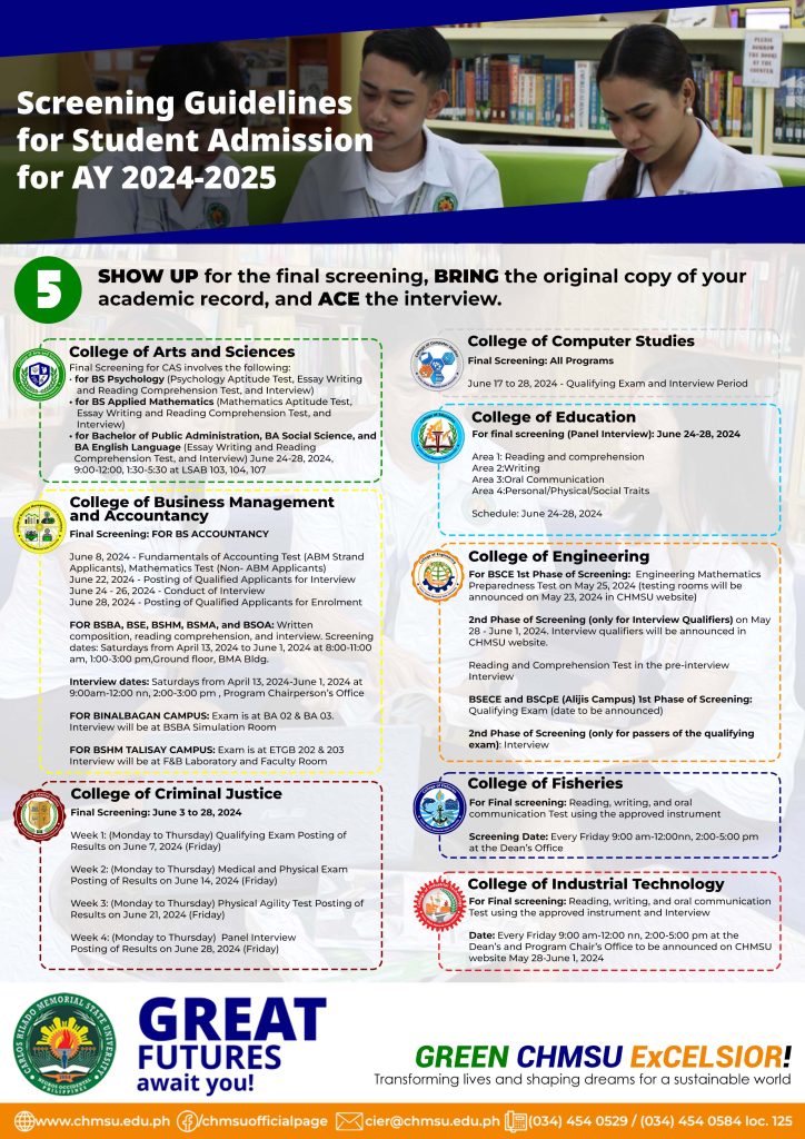 Screening Guidelines for Student Admission for AY 2024-2025 | Carlos ...