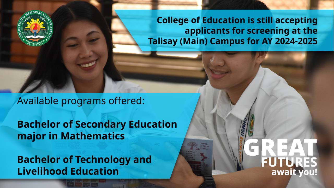 BSED Math and BTLED open for screening for AY 2024-2025 | Carlos Hilado ...
