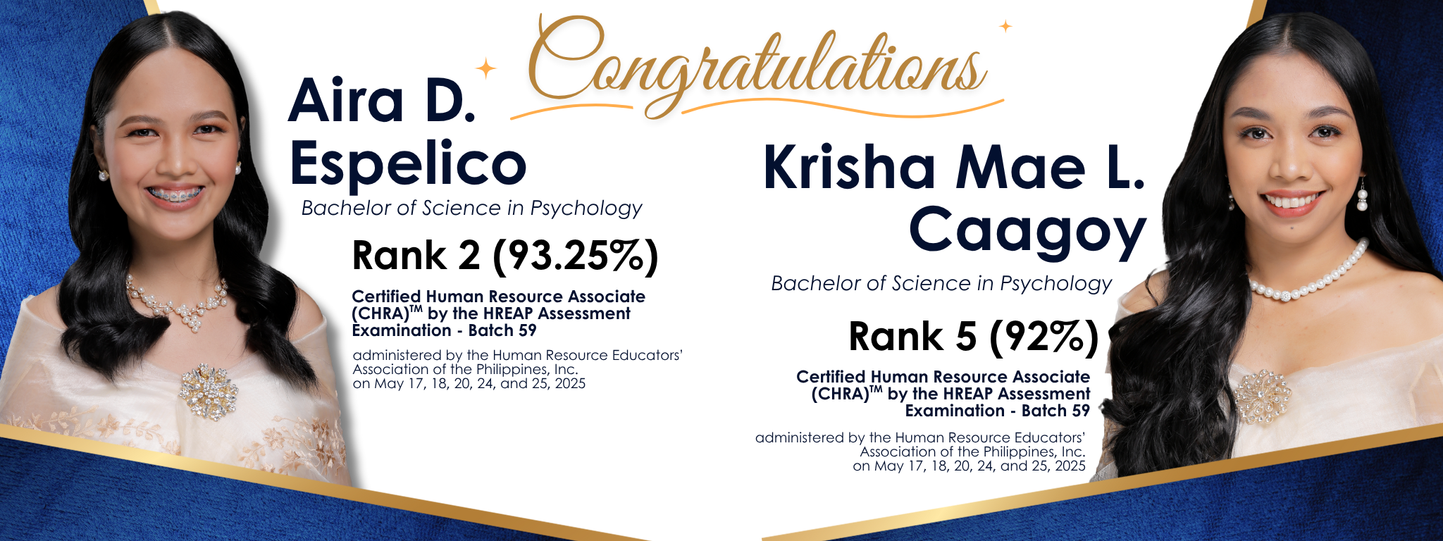2 graduating BS Psychology students top CHRA assessment exam; 13 ...