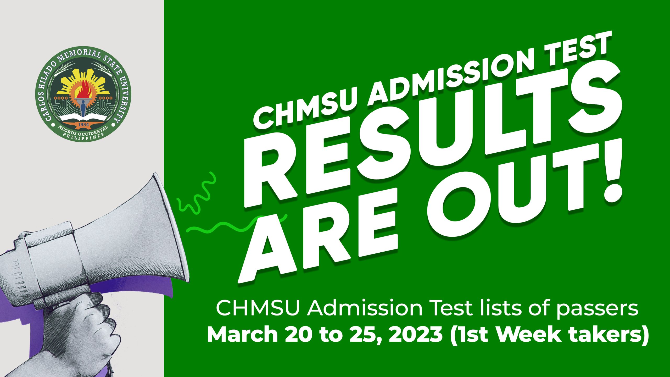 CHMSU Admission Test Results for March 20 - 25, 2023 (1st Week) Takers ...