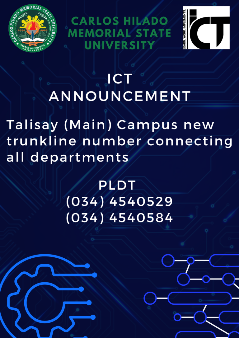 New trunkline numbers at CHMSU Talisay (Main) Campus | Carlos Hilado ...