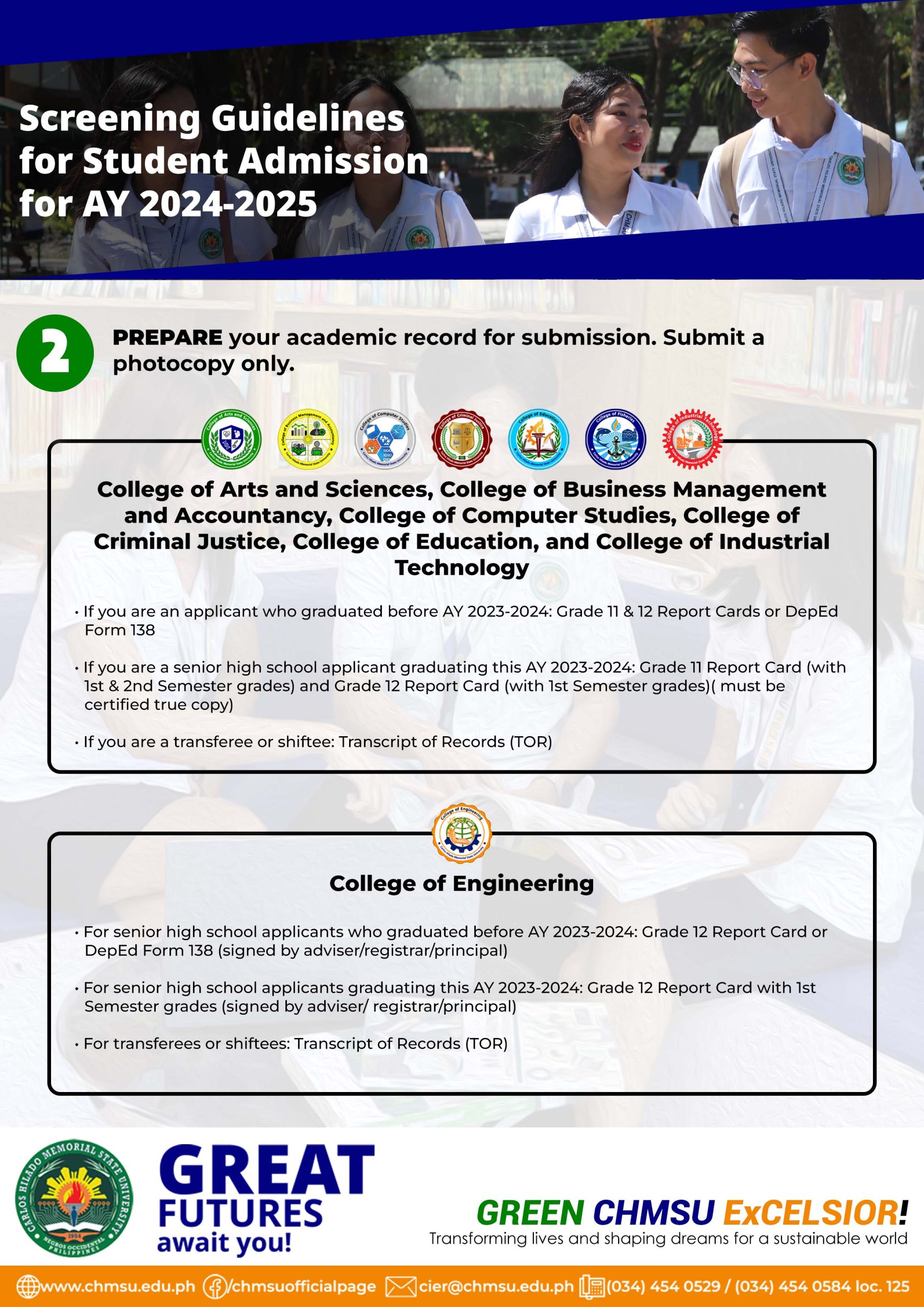 Screening Guidelines for Student Admission for AY 2024-2025 | Carlos ...