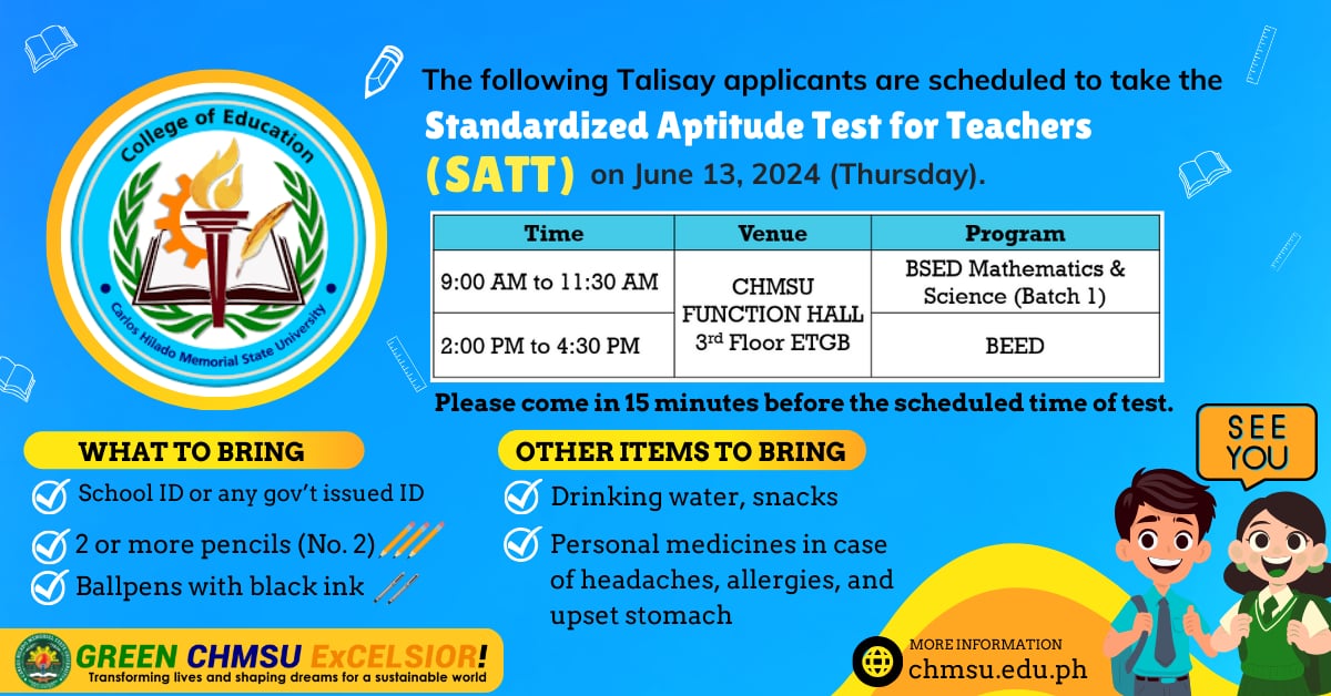 List of Talisay Campus BSED Math, BSED Science, and BEED student ...