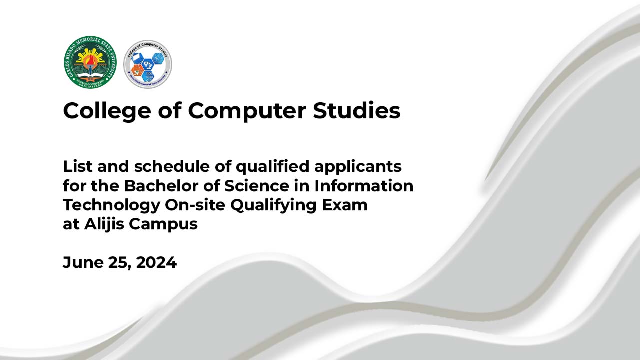 List and schedule of qualified applicants for the Bachelor of Science ...