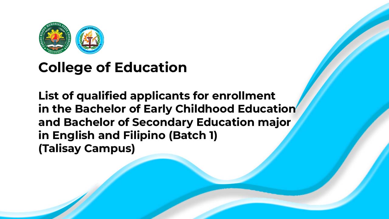List of qualified applicants for enrollment in the Bachelor of Early ...