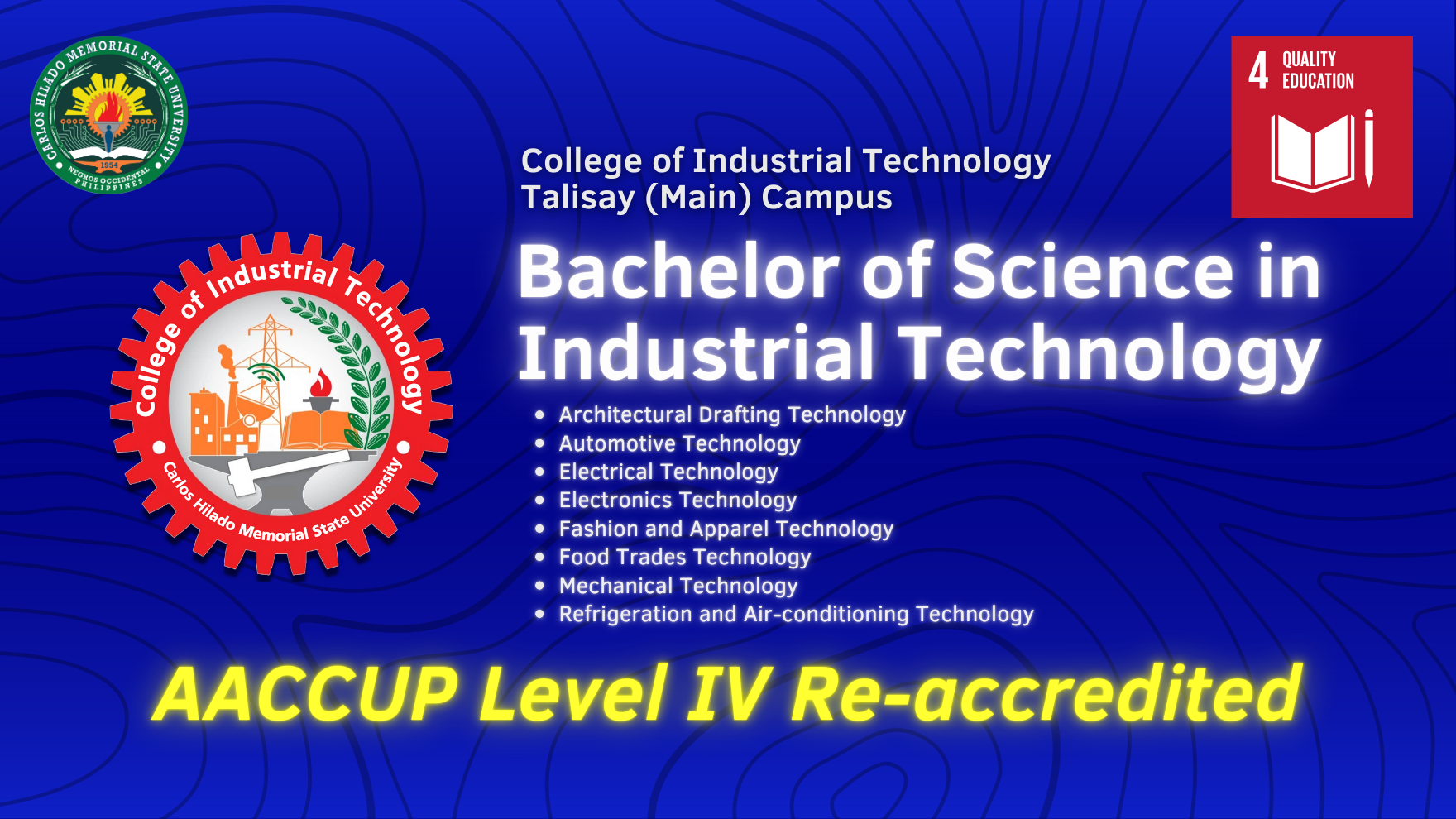 BS Industrial Technology program in Talisay re-accredited by AACCUP to ...