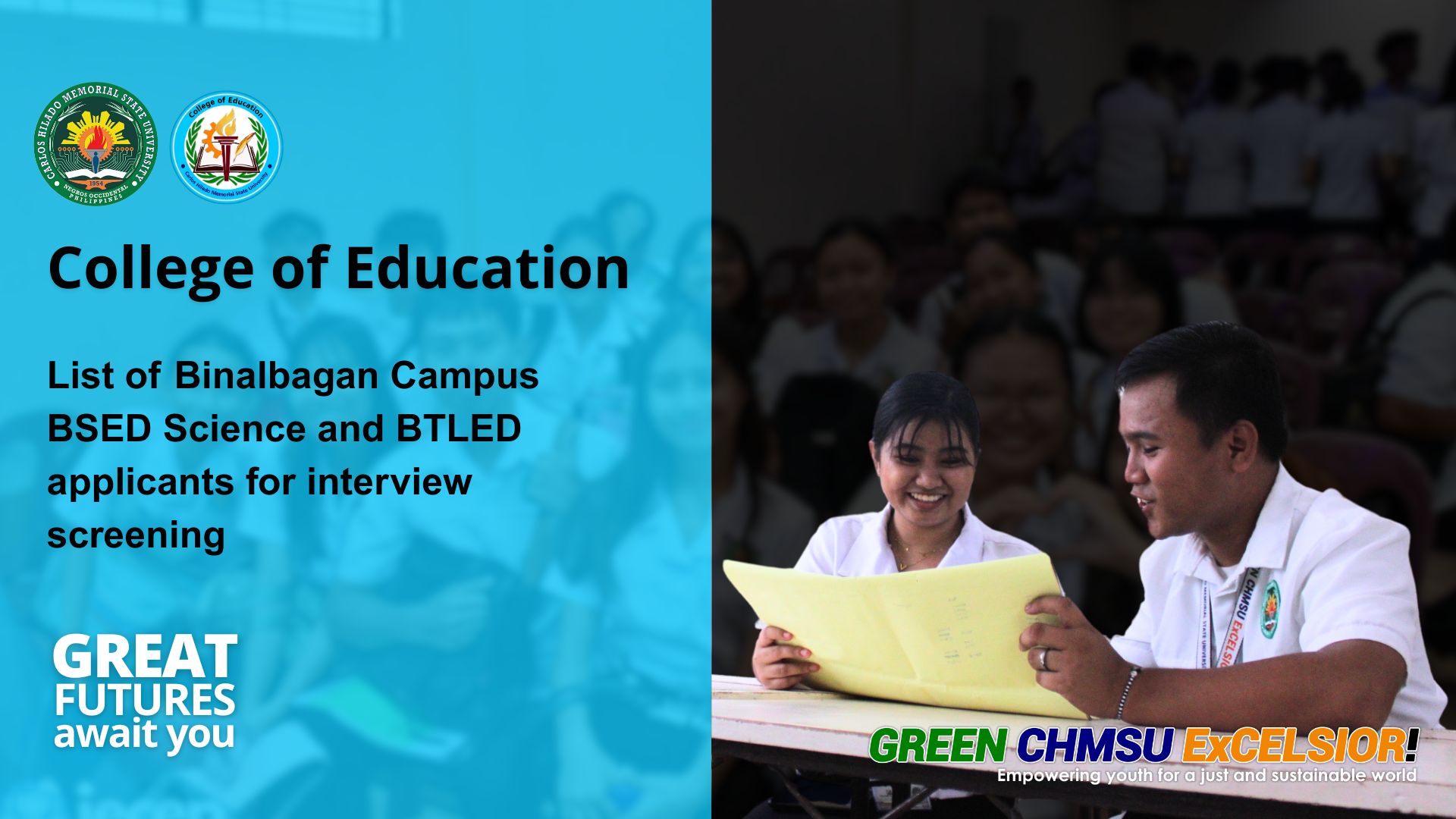 List of Binalbagan Campus BSED Science and BTLED applicants for ...